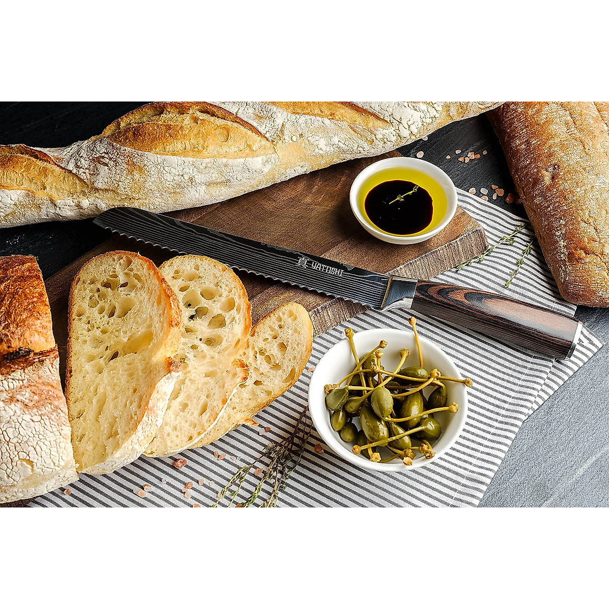 Yatoshi 9 Piece Block Set - Pro Kitchen Knife Set Ultra Sharp High Carbon Steel with Ergonomic Handle