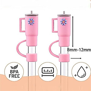 5PCS Straw Cover Cap for Stanley Cup, Silicone Straw Topper fit Stanley 30&40 Oz Tumbler with Handle, 10mm Drinking Straw Tip Covers for Stanley Cups Accessories.