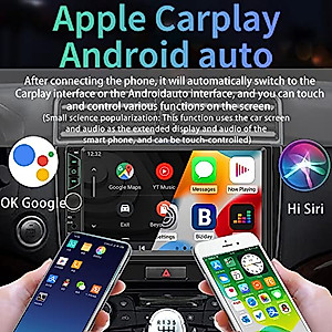 Double Din Car Stereo Compatible with Apple Carplay and Android Auto,7 inch HD Touch Screen Car Radio with Bluetooth,Car Audio Receiver with Backup Camera,Mirror Link,FM/USB/TF/AUX/Subwoofer