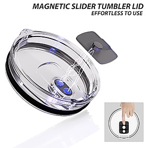 CeleVista 20 oz Tumbler Lid for YETI, 2 Pack Replacement Lids for YETI 20 oz Rambler, 10/24 oz Mug and 10 oz Lowball, Spill Proof Coffee Cup Covers with Magnetic Slider for Outdoor, Gift, BPA Free