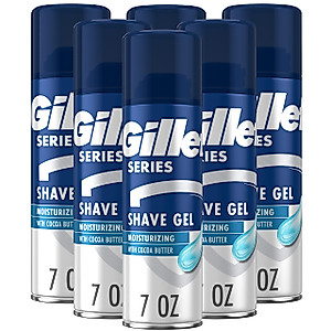 Gillette Series 3X Moisturizing Shave Gel, 6 Count, 7oz Each, Lubrication to Protect Against Irritation, Blue-White, 7 Ounce (Pack of 6)