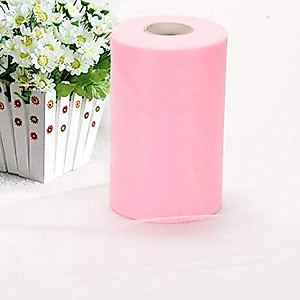 6 Inch x 100 Yards Pink Tulle Roll Spool, Fabric Tulle Rolls for Fabric Table Runner Chair Sash Bow Tutu Skirt Sewing Crafting Fabric Wedding Party Gift Ribbon