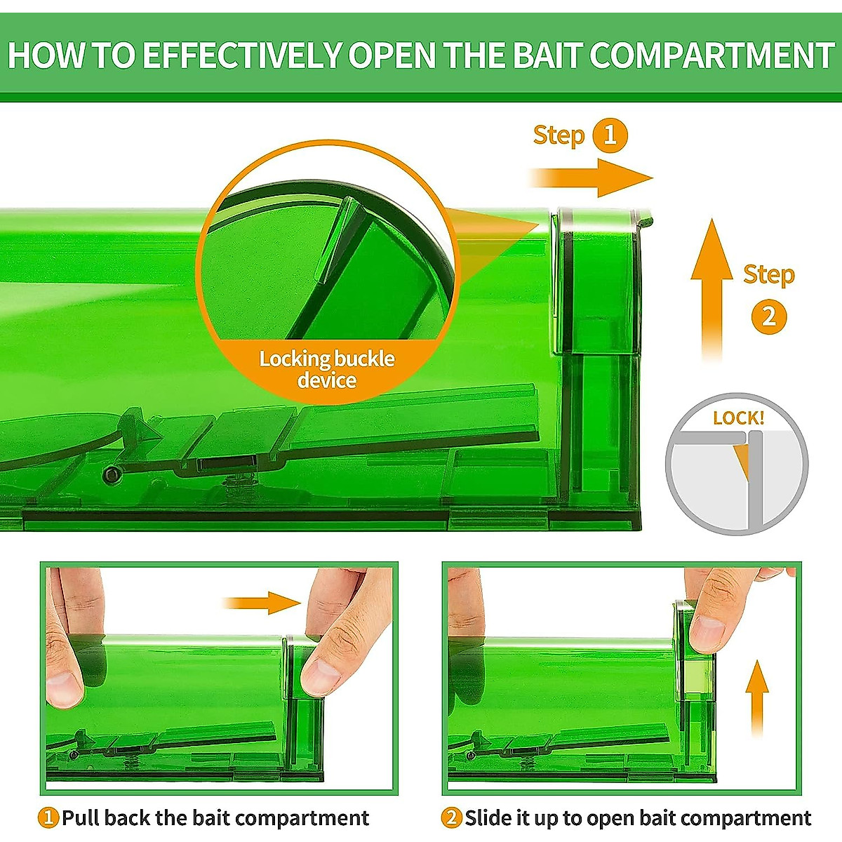 LULUCATCH Mouse Traps 2 Pack, Humane Mouse Traps, Catch Release No Kill, Easy to Set Live Mousetrap, Effective Reusable Rat Traps for Indoor Outdoor Home Use, Kids Pets Safe