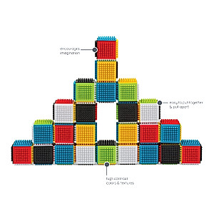Infantino Press & Stay Sensory Blocks for Babies Age grade 6m+ , 24-Piece Set, Multicolor