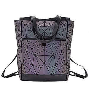 Men 15-inch Laptop Backpacks holographic Geometric Multi-function Backpack Luminous Backpack Female School Bag Travel Daypack (A)