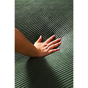 Container Furniture Direct Luxe Large Two-Piece Right Facing Sectional Sofa for Living Room, 106.7-Inch L Shaped Loveseat and Chaise, Upholstered with Corduroy Fabric, 3, Dark Green