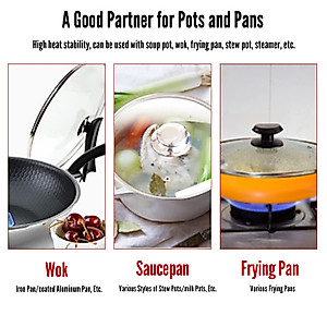 MroMax Universal Pot Lid Cover Knob Stand, Pot Lid Handle Replacement Knob for Kitchen Cookware, Black Large with Three Lines Pattern 2Pcs