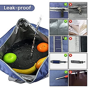 Nukuaaot Large Insulated Cooler Bag 35 Cans，Insulated Reusable Grocery Bag with Shoulder Strap,Leak-Proof Soft Cooler Bag for Travel, Beach, Camping Shopping Black Blue