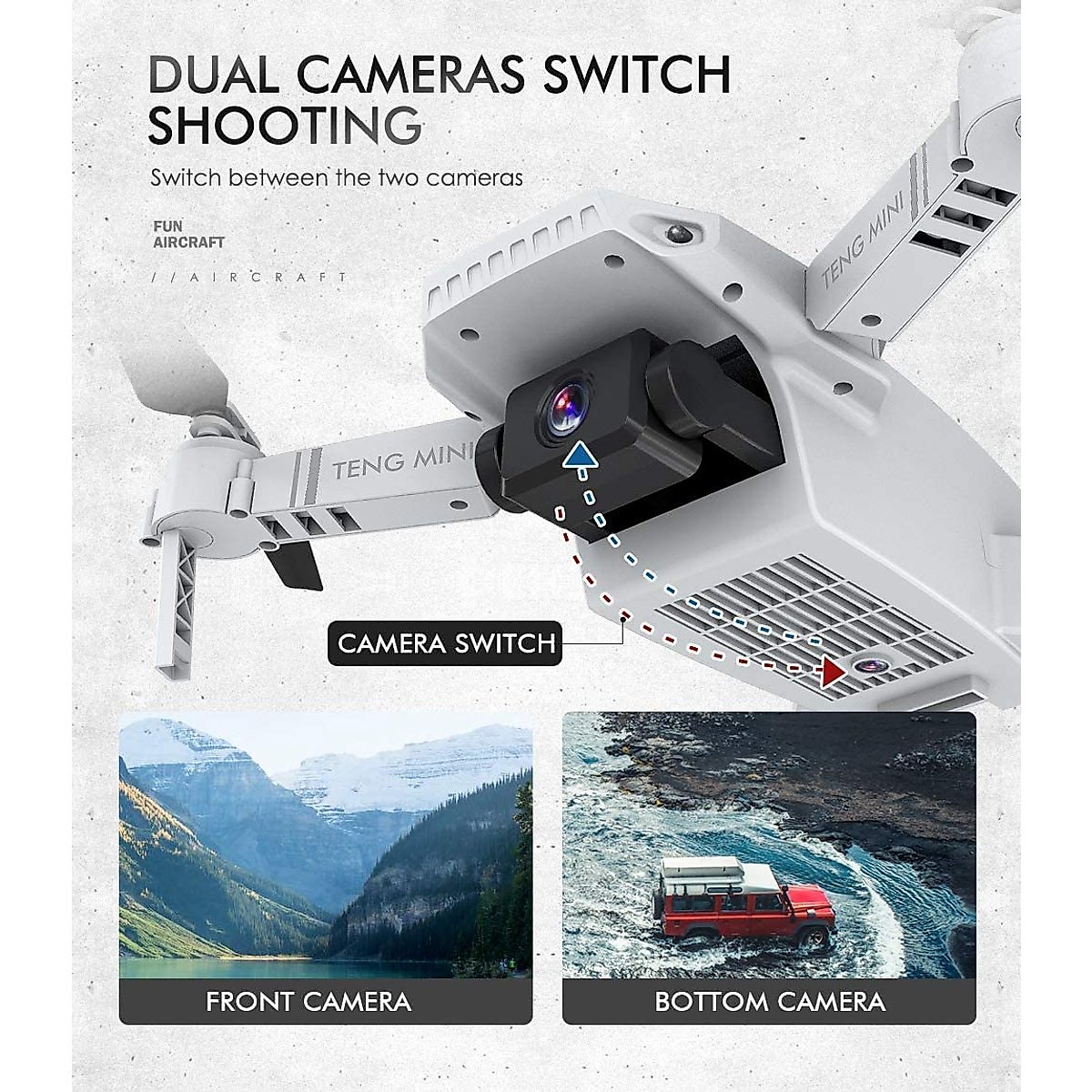 Drone with Camera 2K HD for Adults, Dual Camera Six-axis Gyroscope WiFi FPV Live Video RC Quadcopter with Gesture Operation, Smart Follow, Altitude Hold, Headless Mode, 2 Batteries