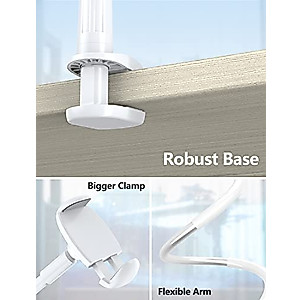 Tryone Gooseneck Phone Holder Stand for Bed Flexible Arm Adjustable Cell Phones Mount Clamp on Desk Bedframe Compatible with iPhone 14 Pro Max 13 12 11 X SE Series/Samsung S22 or Other 4"-7" Devices