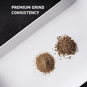 HexClad Cookware Professional Grade Heavy Duty Pepper Grinder Mill with Refillable Black Aluminum Mono-Chrome Pepper Mill and Adjustable Coarseness