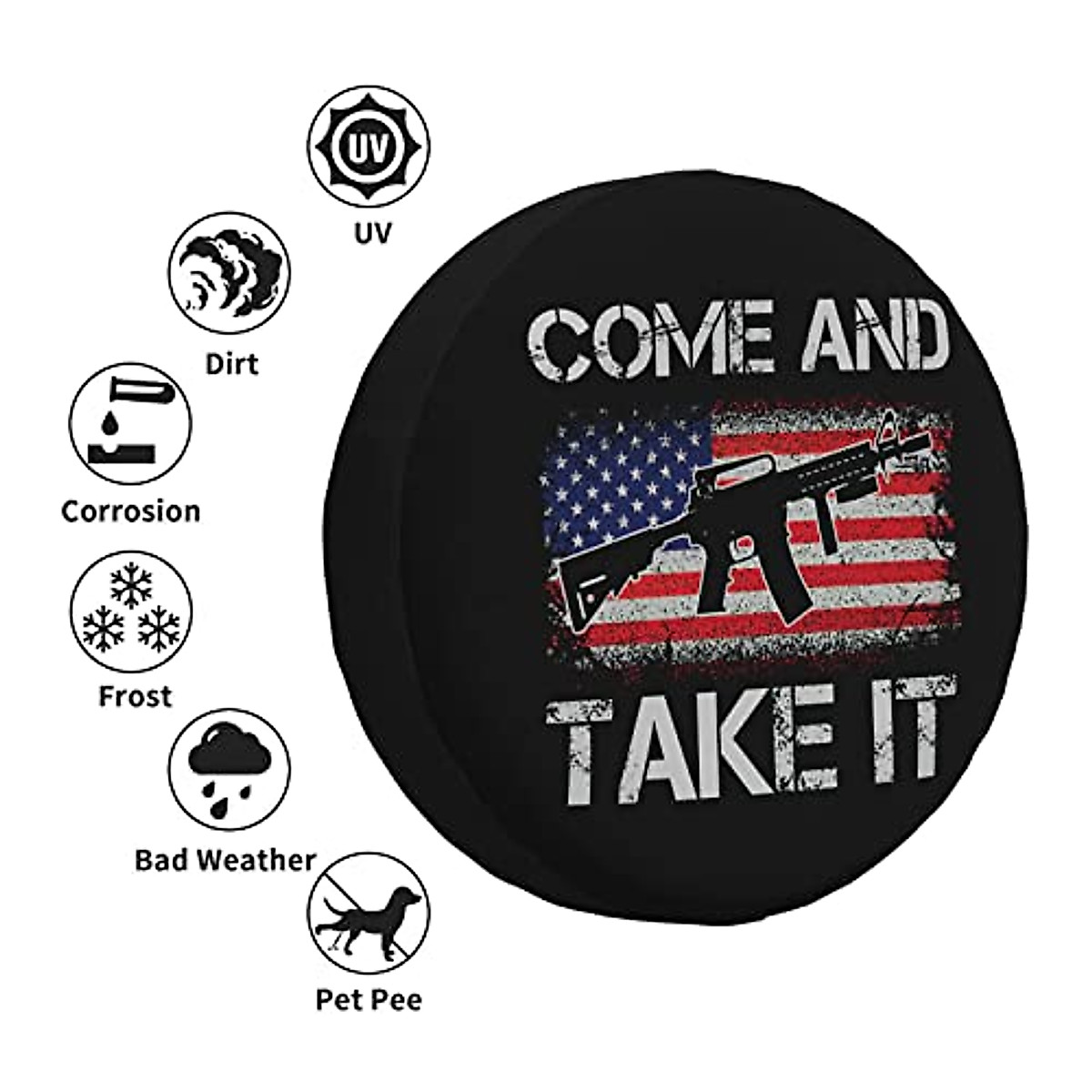 Come and Take It Funny Tire Cover Universal Fit Spare Tire Protector for Truck, SUV, Trailer, Camper, Rv