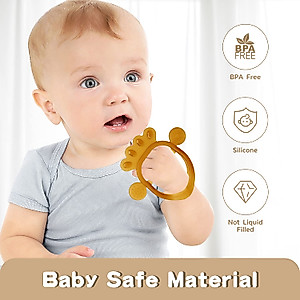Termichy Teething Toys for Babies 0-6 Months, Soft Baby Teether for Soothe Babies Sore Gums for New Born Breast Feeding Babies, Freezer Safe BPA-Free Hands Free Design(Amber,1 Pack)