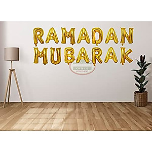 16inch Rose Gold Eid MUBARAK Foil Balloons Party Decoration Supplies Ramadan Decoration Gold EID Balloons For Muslim EID Ballon (RAMADAN Gold)