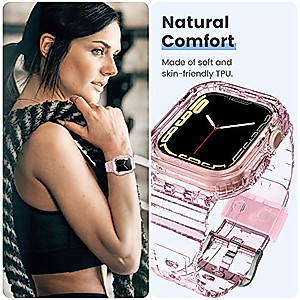 Tensea for Apple Watch Band 38mm 40mm 41mm 42mm 44mm 45mm for Women Men, iWatch Band with Protective Bumper Case, Cute Soft Sport Strap, Cool Wristband Accessories for SE2 Series 8 7 SE 6 5 4 3 2 1