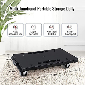 Uholan Flatbed Dolly Can Connected Two Pcs One Set Household Portable Mobile Dolly Infinite Rotary Flat Handtruck Mobile Furniture Load 220lb Black ，Grey Wheel (Grey Wheel)