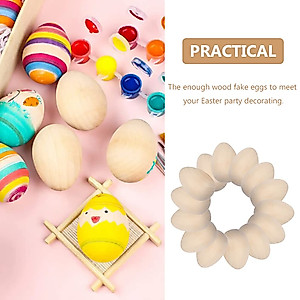 Abaodam 20pcs Wooden Imitation Eggs Unfinished Wood Eggs DIY Wooden Fake Egg Fake Eggs DIY Easter Eggs Artificial Eggs Realistic Chicken Eggs Mini Stuffies Mini Toys Child Manual Toy Eggs
