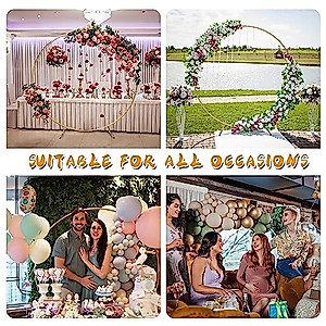 Round Backdrop Stand Circle Arch, 6.5ft Golden Aluminum Balloon Arch Kit for Party Decoration Wedding Arch Flower Ring Stand Harfirbe