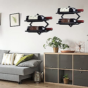 QPIX DIGITAL 2 Pack Wine Rack Wall Mounted, Metal Hanging Wall Wine Rack, Wall Wine Bottle Holder for Adult Beverages or Liquor Storage, Mounted Wine Rack for Home & Kitchen Display Decor (Black)