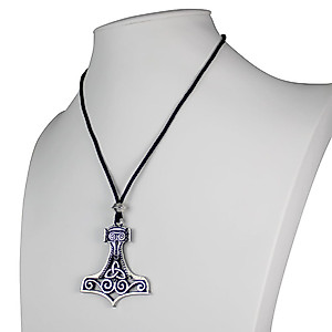 Large Thor's Hammer Necklace Mjolnir Pendant - Pewter Norse Jewelry