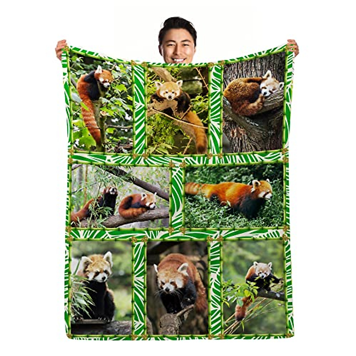 Red Panda Blanket Gifts, 30"x40" Red Panda Throw Soft Flannel Blanket for Kids Adults, Warm Lightweight Cozy Fuzzy Plush Red Panda Lover Gifts for Bed Couch