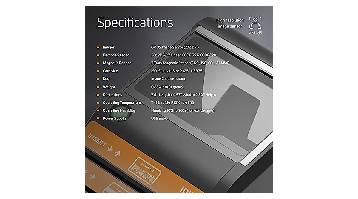 E-Seek M280 ID Reader: USB Scanner & 2D Barcode - Validate IDs