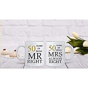 Kwieema 50th Wedding Anniversary for Couples, Golden 50th Anniversary for Parents, 50th Wedding Anniversary Coffee Mugs Grandparents Couples Mugs 50 Year Parents Anniversary Mug