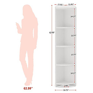 Tribesigns White Corner Shelf, 5 Tier Wood Wall Corner Bookshelf with Anti-Slip Pad, Corner Storage Rack Shelves Display Plant Flower, Stand Ladder Bookcase for Home Office Kitchen Bedroom