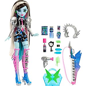 Monster High Doll, Amped Up Frankie Stein Rockstar with Instrument & Performance-Themed Accessories Like Headphones