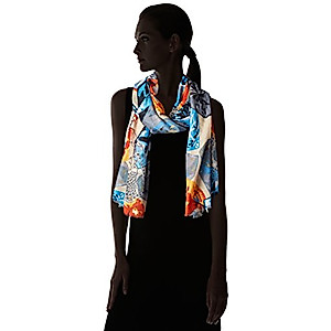 La Fiorentina Women's Gem and Skull Fringe Scarf, Orange/Multi, One Size
