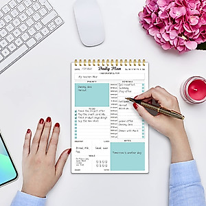 Daily Planner Notepad Undated To Do List Planning Pad Checklist with Hourly Schedule Calendars Meal, Spiral Appointment Organizers Notebook for Man/Women,52 Sheets (6"x8.5")2Pack