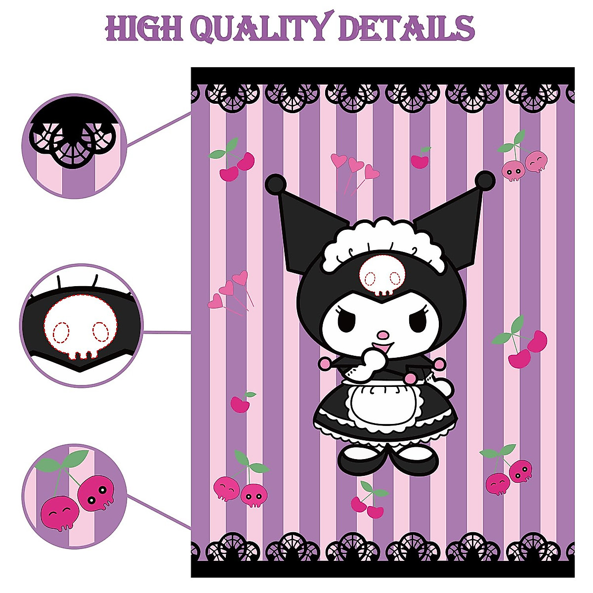 Kuromi Birthday Party Supplies, Kuromi Party Games for Boys Girls, Large Poster 24PCS Stickers for Kuromi Birthday Favors Decorations