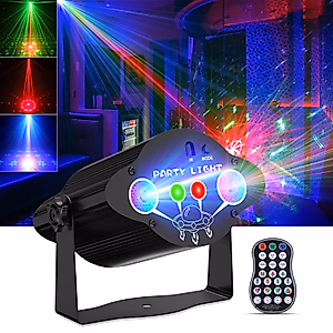 DJ Disco Stage Party Lights, U`King 3-in-1 RGB+UV+RG LED Lights Sound Activated with Remote Control, for Christmas Halloween Decoration Karaoke Pub KTV Bar Dance Birthday Wedding