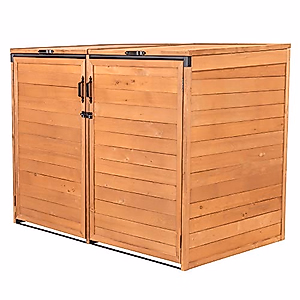 Leisure Season TRSL6741-D Large Horizontal Trash and Recycling Storage-Sheds, Medium Brown