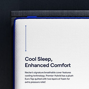 Nectar Hybrid Twin Mattress 12 Inch - Medium Firm Gel Memory Foam - Steel Springs - Cooling Technology - 365-Night Trial - Forever Warranty, White