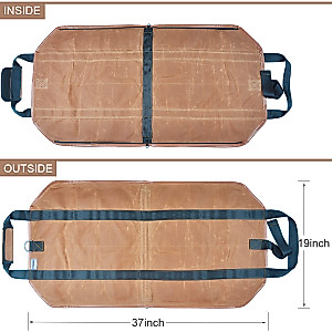 BCHWAY Firewood Carrier with Handles – Waxed Canvas Log Tote Zippers for Using as Shopping Bag - Wood Best Carrying at Home or Camping, Brown, Style A (FC-001)