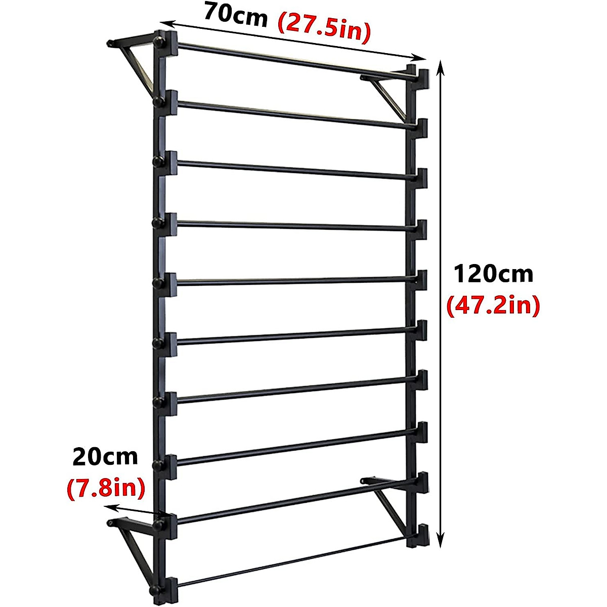 Craft Room Ribbon Holder Organizer Rack Ribbon Holder Organizer Rack, Wall Mount Scarf Storage Hanger with Removable Horizontal Bar and Bracket, Metal Vinyl Roll Shelf 10 Tier Easy to Install (Size :