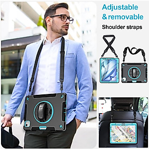 Case for iPad Air 11 M2 2024: TPU Cover for iPad Air 11 Inch 6th Generation/iPad Air 10.9 5th Gen 2022/ iPad Air 10.9 4th Gen W/Screen Protector- Stand- Handle- Shoulder Strap- Pencil Holder-Mint