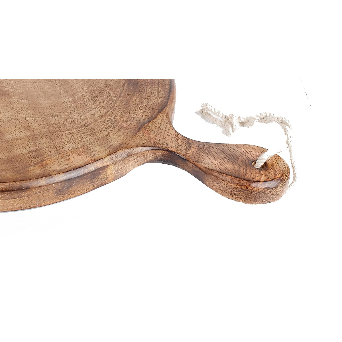 Father's Day Gifts Wooden Round Chopping Board with Handle & Rope for Hanging, Pizza Serving Tray Party Serving Platter | 12 Inch Dia