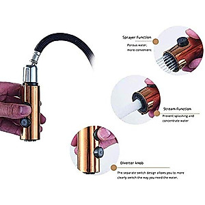 NZDY Faucet Black Kitchen Faucet Rose Gold Pull Out Kitchen Head Deck D Bathroom Kitchen Mixer Tap Dual Function Shower Head Black Style