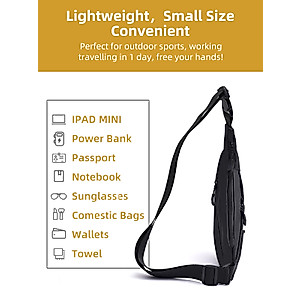 Cajmols Sling Bag for Men Crossbody Sling Backpack Travel Hiking Chest Bag Daypack Compatible iPad Mini