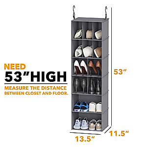 SpaceAid 2 Pack Hanging Closet Organizer and Storage with Dividers, 24 Compartments Hanging Shoe Shelves for Closet, Wardrobe, RV, Garment Rack - Grey