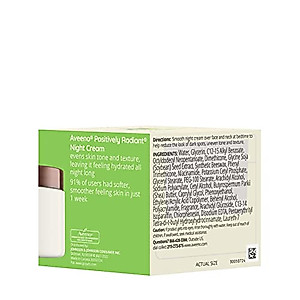 Aveeno Positively Radiant Intensive Moisturizing Night Cream with Total Soy Complex & Vitamin B3, Oil-Free, Non-Greasy, Hypoallergenic & Non-Comedogenic, 1.7 oz