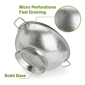 Gulex Colander Stainless Steel 3-Quart, Duty Strainer for Kitchen Food, Dishwasher Safe