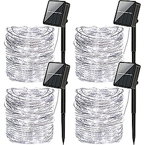 Solar String Lights Outdoor, Waterproof Extra-Long 288Ft 800 LED, 4-Pack - Each 72FT 200 LED Solar Powered Fairy Lights with 8 Lighting Modes, Solar String Lights for Patio, Christmas, Party, Wedding