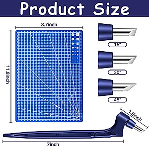 360 Rotating Craft Cutting Tools Set,3 Pieces Specialty Cutting Tools with 9 Pieces 360-Degree Rotating Carbon Steel Replacement Blade and Cutting Mat for DIY Craft (Orange, Blue, White)