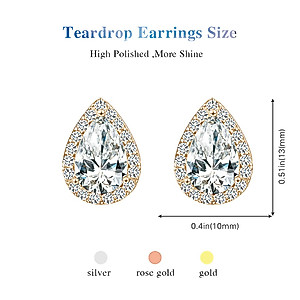 DHQH 4/6 Pairs Bridesmaids Earrings Classic Cubic Zirconia Teardrop Stud Earrings for Women Girls I Couldn’t Tie a Knot Without You Brides Bridesmaids Proposal Wedding Jewelry Gifts, D-gold(set of 6)