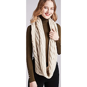NEOSAN Womens Thick Ribbed Knit Winter Infinity Circle Loop Scarf Twist Khaki