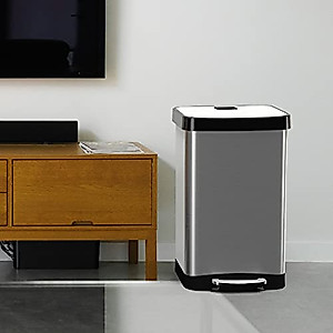 Innovaze 14.5 Gal./55 Liter Rectangle Step-On Stainless Steel Trash Can for Kitchen