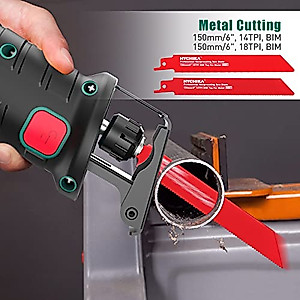 HYCHIKA Reciprocating Saw, 18V MAX Cordless Saw with 2.0Ah Battery, 2800SPM,7/8" Stroke Length, Variable Speed, Tool-Free Blade Change, 4 Saw Blades for Wood & Metal Cutting